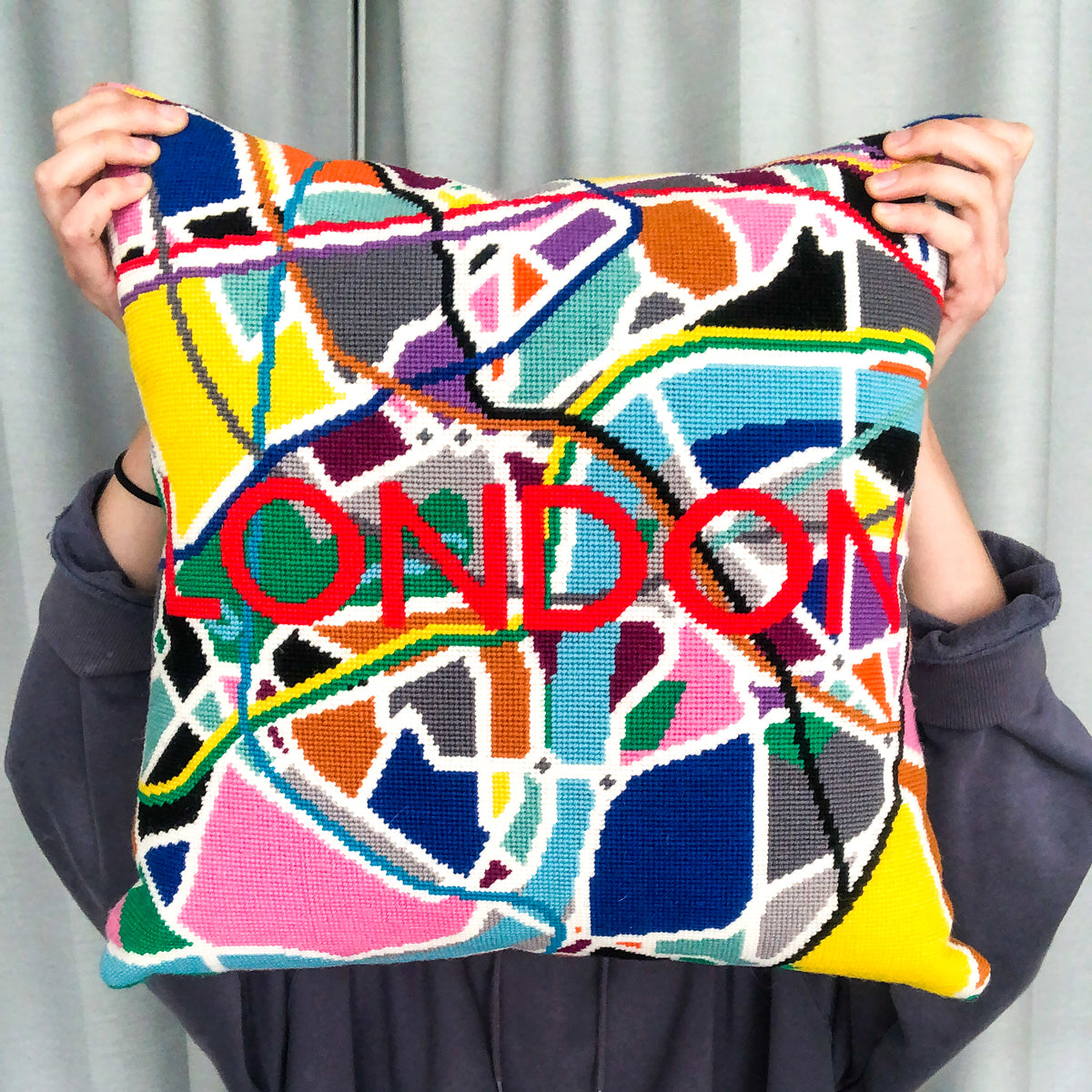 London Tube City Map Needlepoint Kit Hannah Bass