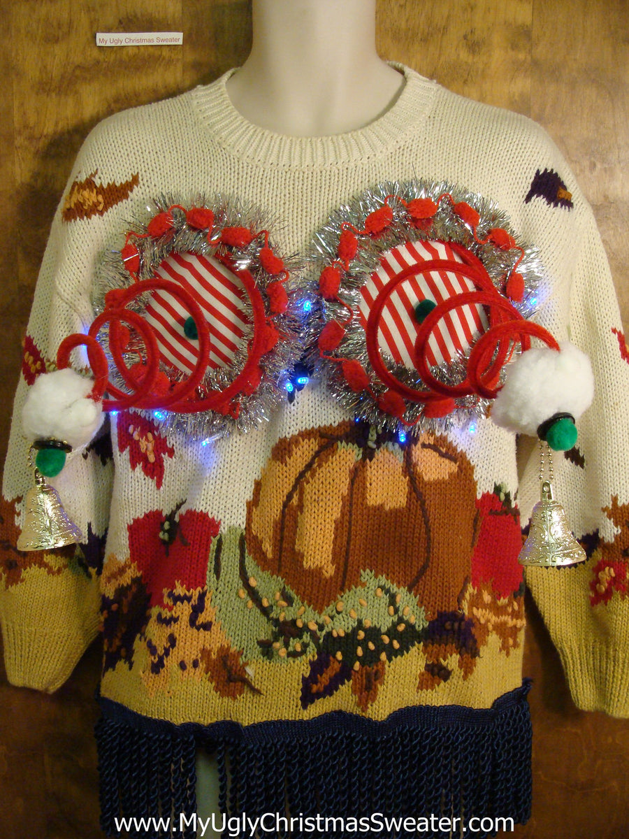 Halloween And Christmas Naughty Sweater With Lights My Ugly Christmas