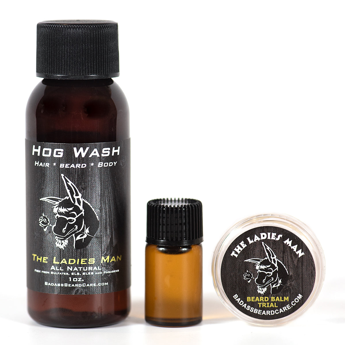 Badass Beard Care Sample Pack 1oz Hog Wash 18 Oz Beard Oil And Balm