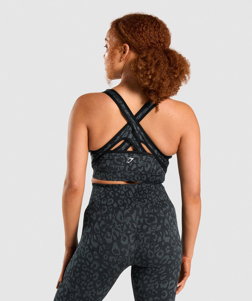 Gymshark Adapt Animal Seamless Sports Bra Black Womens Adapt