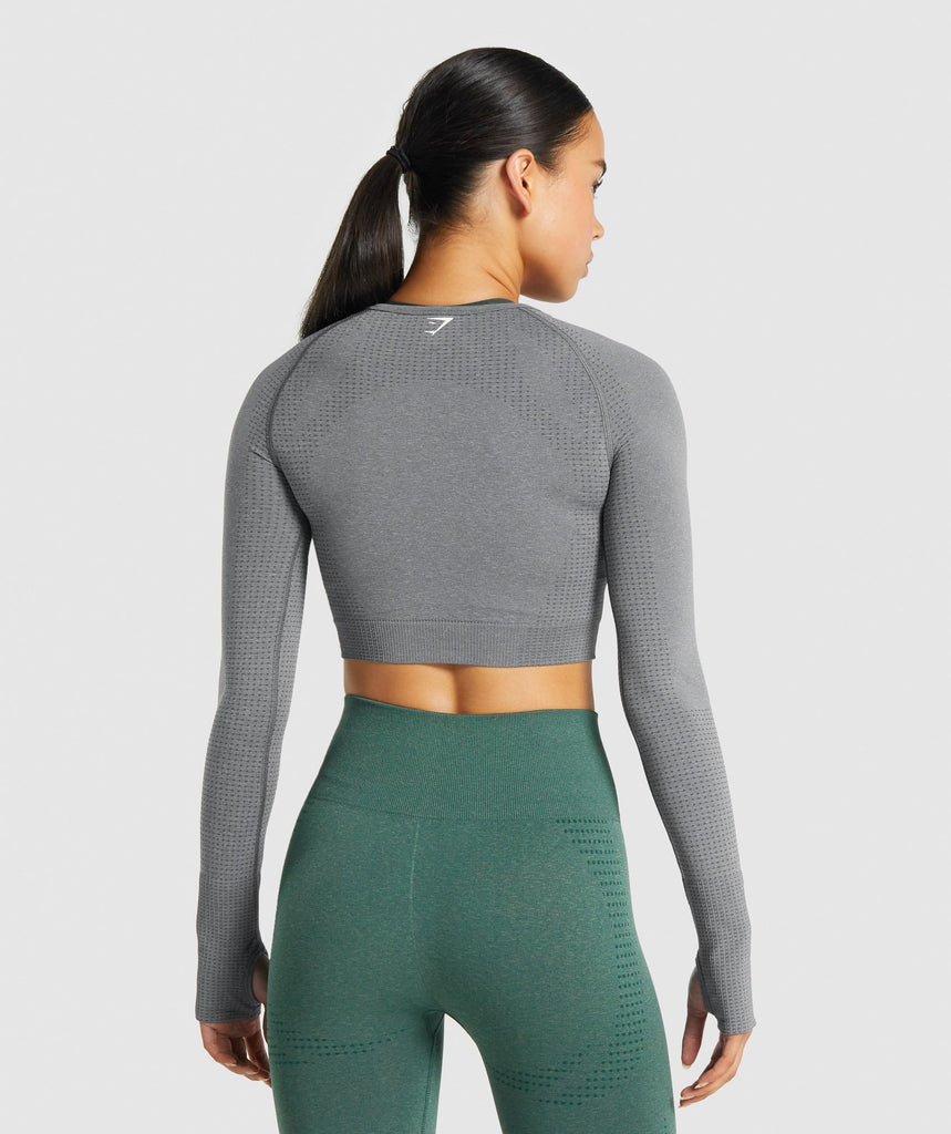 Gymshark Vital Seamless 20 Long Sleeve Crop Top Smokey Grey Marl