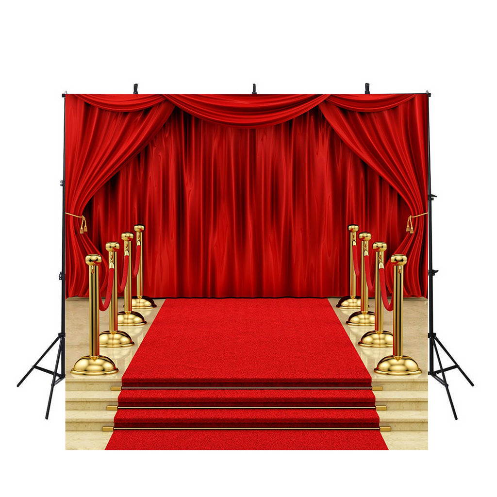 Red Carpet Photo Booth Props 10ft Hollywood Star Backdrop For Picture