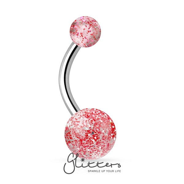 Glitters Red Acrylic Color Ultra Glitter Ball Belly Button Ring