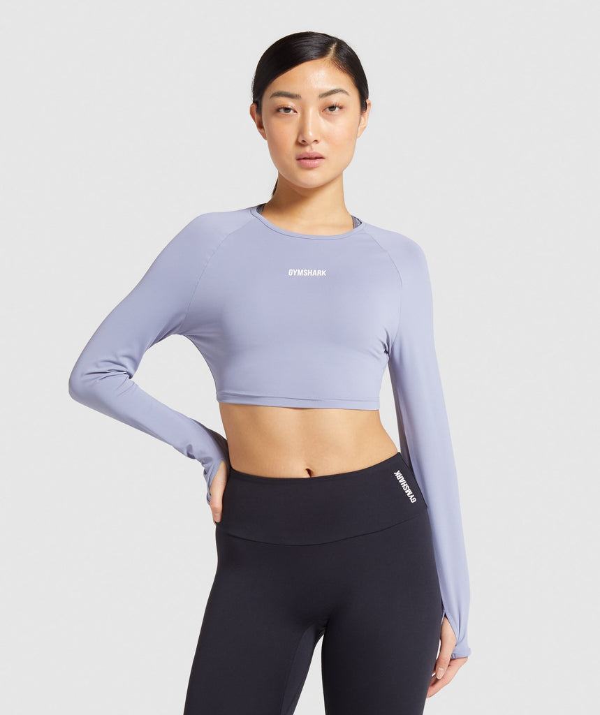 Gymshark Training Long Sleeve Crop Top Blue Gymshark