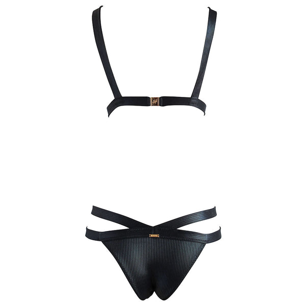 Black Strappy Liquid Stripe Bikini Zuzu Swim Hype