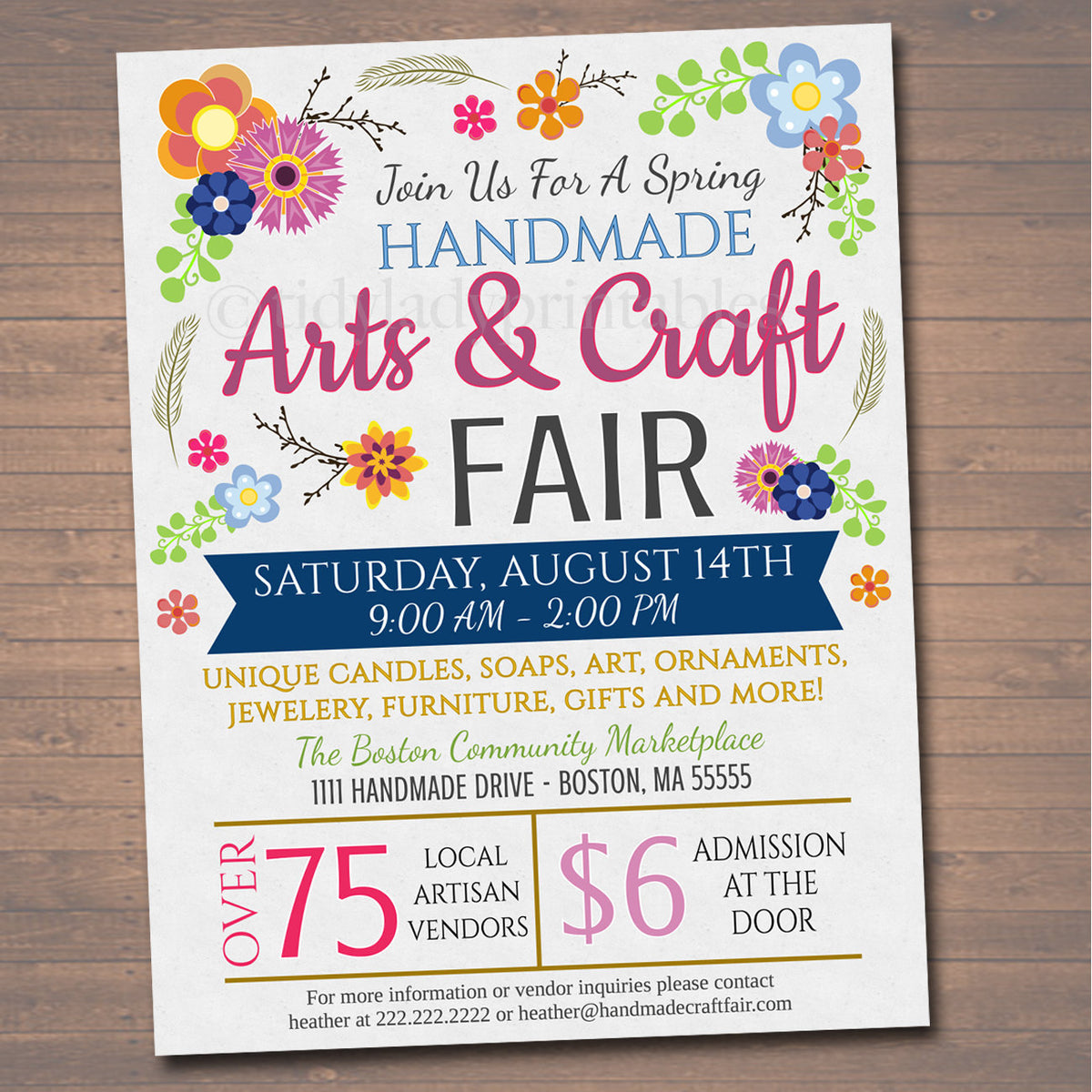 Arts And Craft Fair Event Flyer Tidylady Printables
