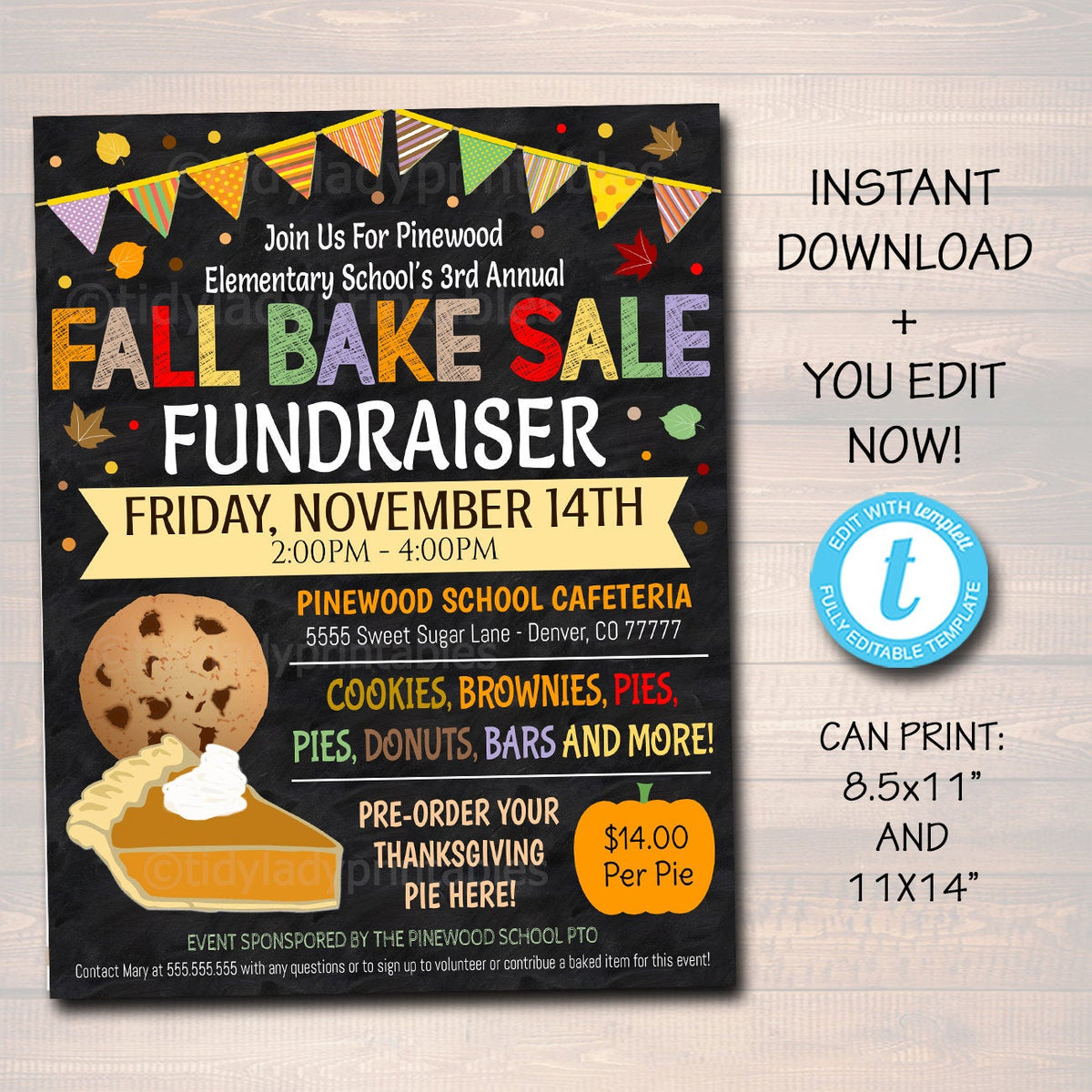 Fall Bake Sale Flyer Festival Fall Harvest Flyerposter Printable Hal