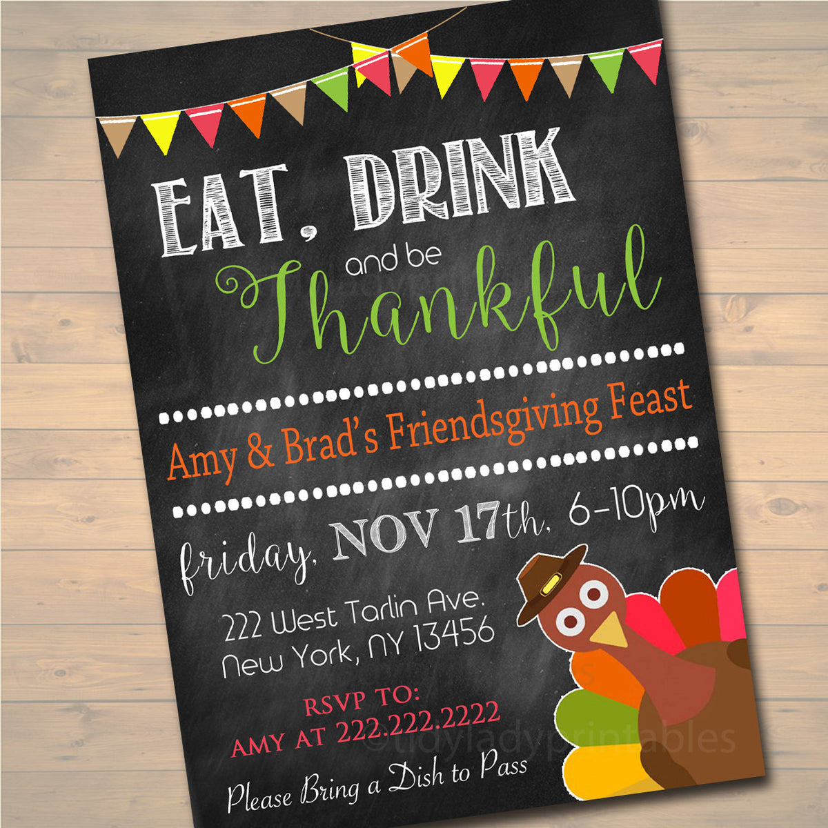 Friendsgiving Party Invitation Tidylady Printables