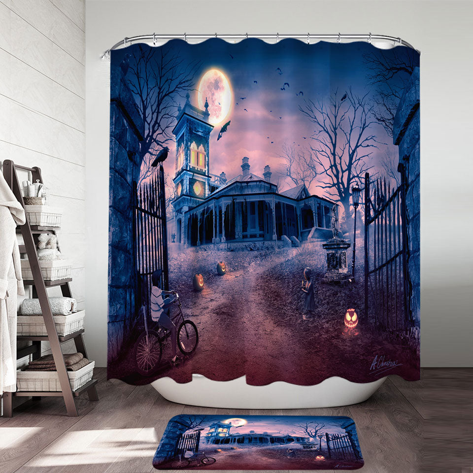 Scary Haunted Manor Halloween Shower Curtain Is Just One Of Many Shower