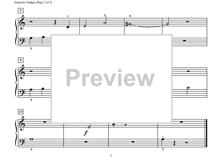 Theme From Inspector Gadget Sheet Music For Piano Sheet Music Now