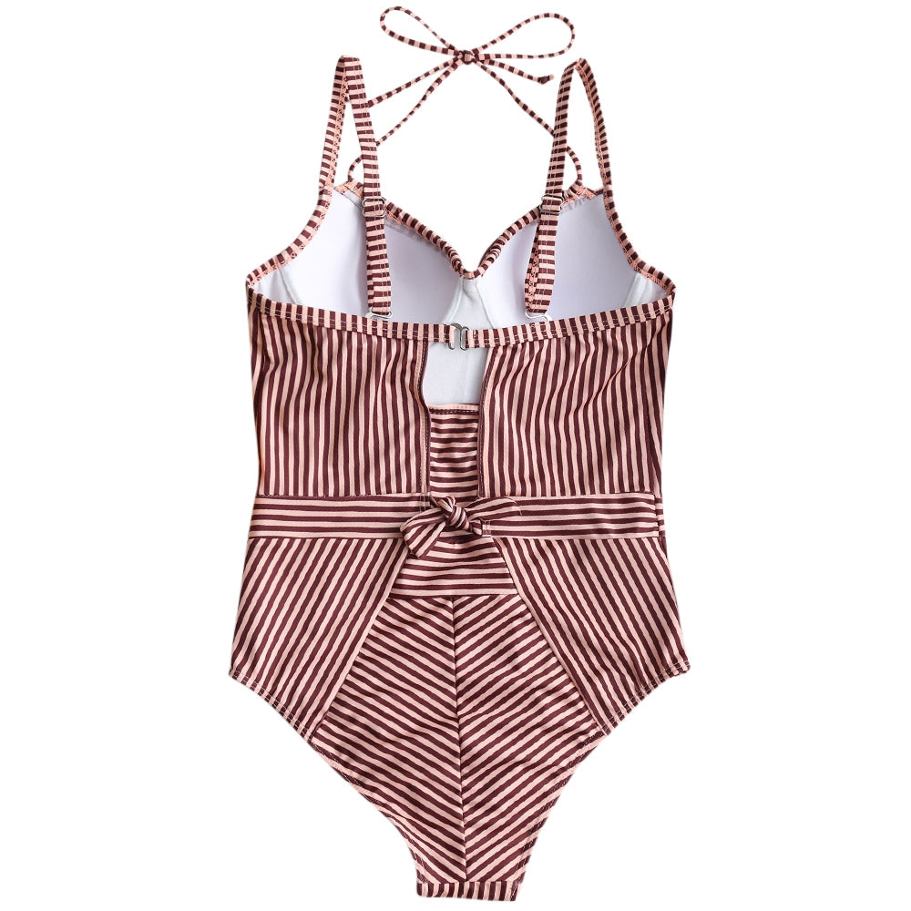 Stripe Push Up One Piece Swimsuit