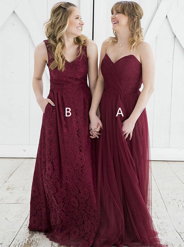 Mismatched Bridesmaid Dressburgundy Bridesmaid Dresslong Bridesmaid