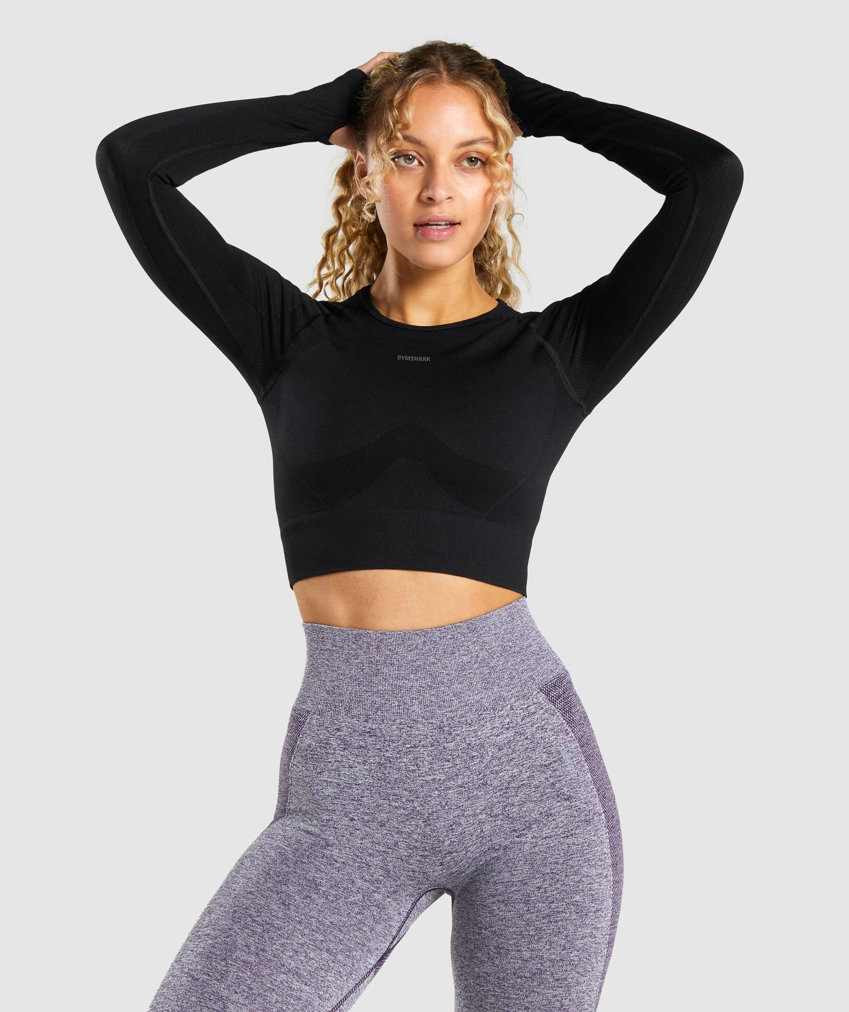 Gymshark Flex Sports Long Sleeve Crop Top Blackcharcoal Gymshark