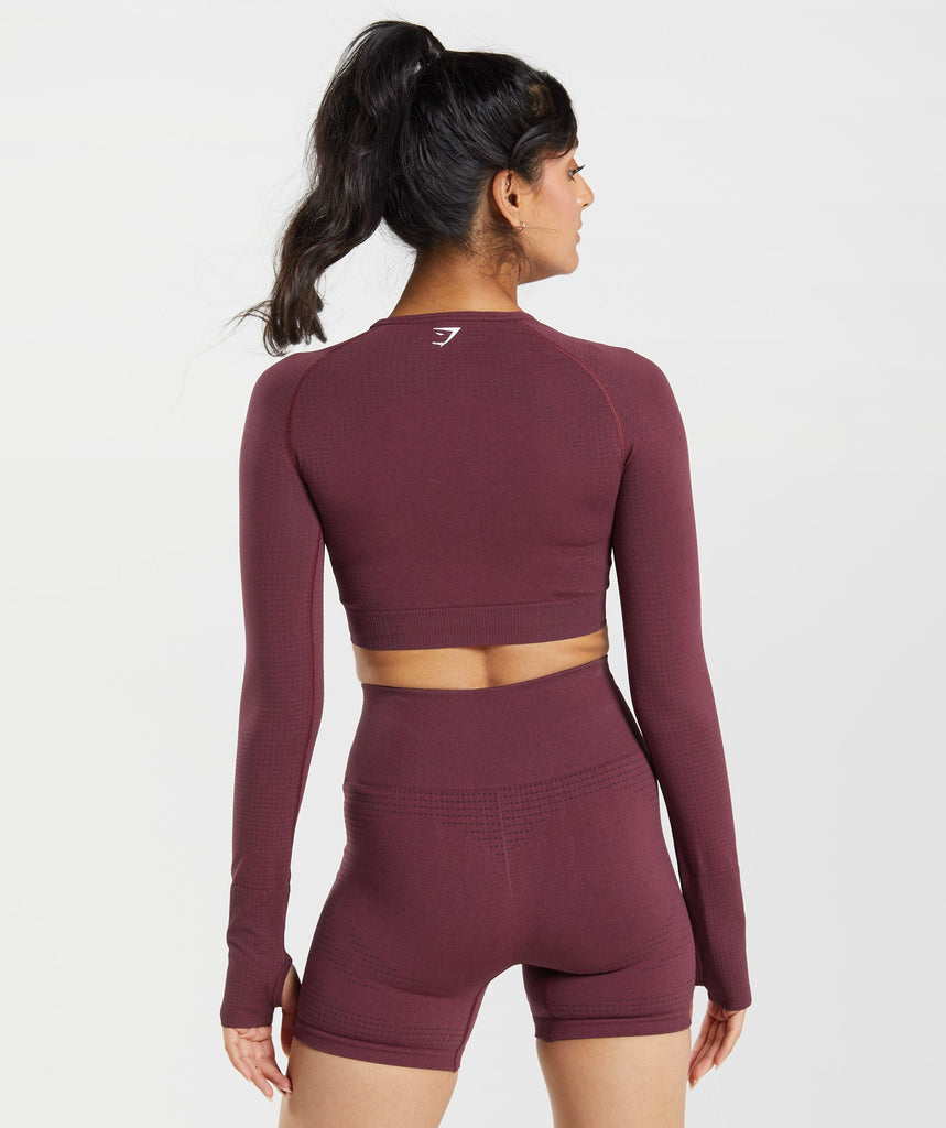 Gymshark Vital Seamless 20 Crop Top Baked Maroon Marl Gymshark