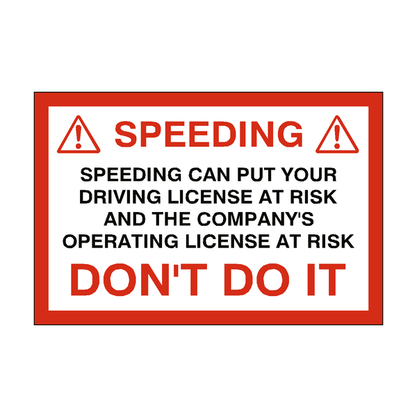 Speeding Advice Warning Sticker Safety Uk