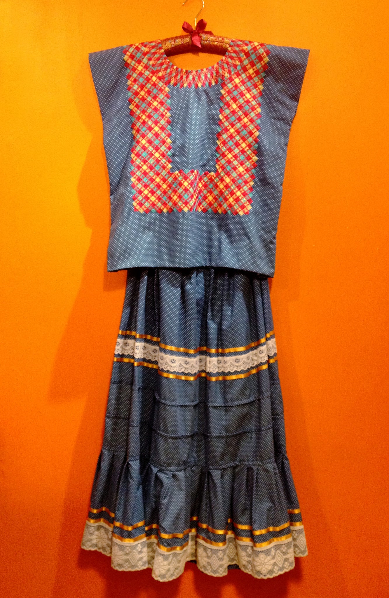 Traditional Huipil Oaxaca Frida Blue Dots Huitzilli