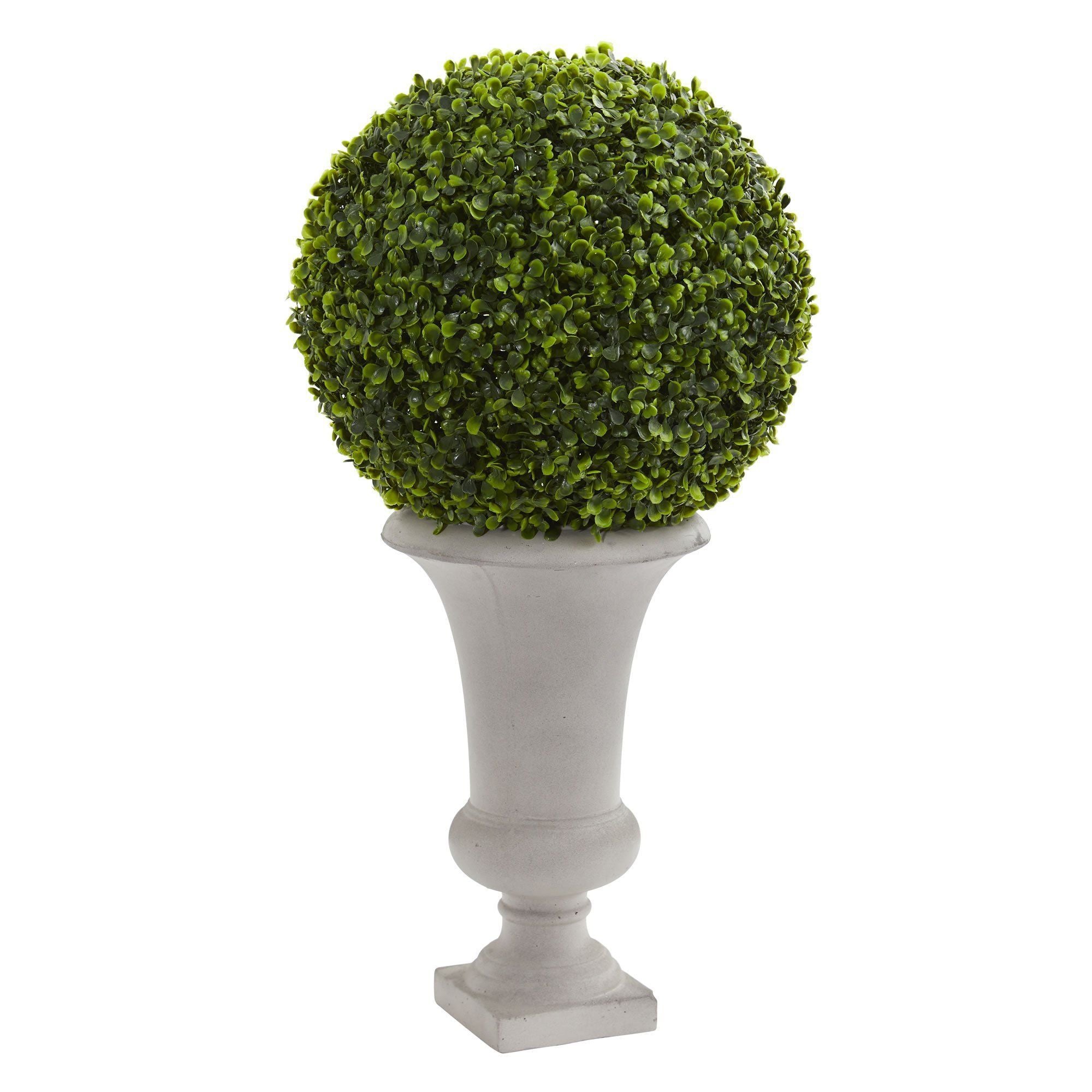 28” Boxwood Ball Topiary Artificial Plant In Urn Indooroutdoor