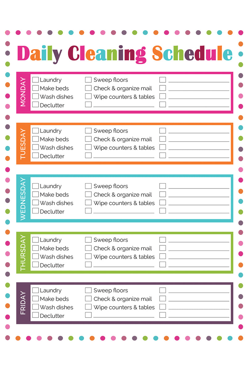 Daily Cleaning Schedule 2 Versions Freebie Finding Mom