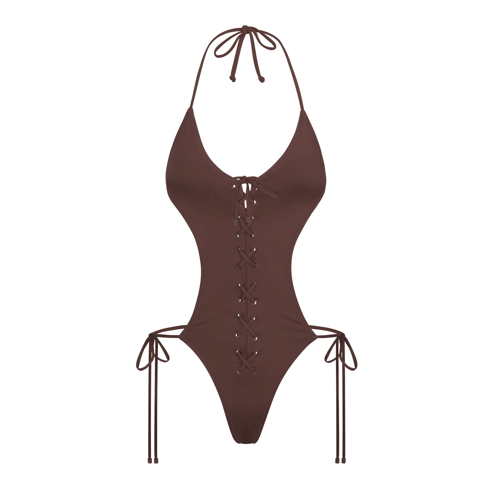 Swim Lace Up Monokini Cocoa Skims