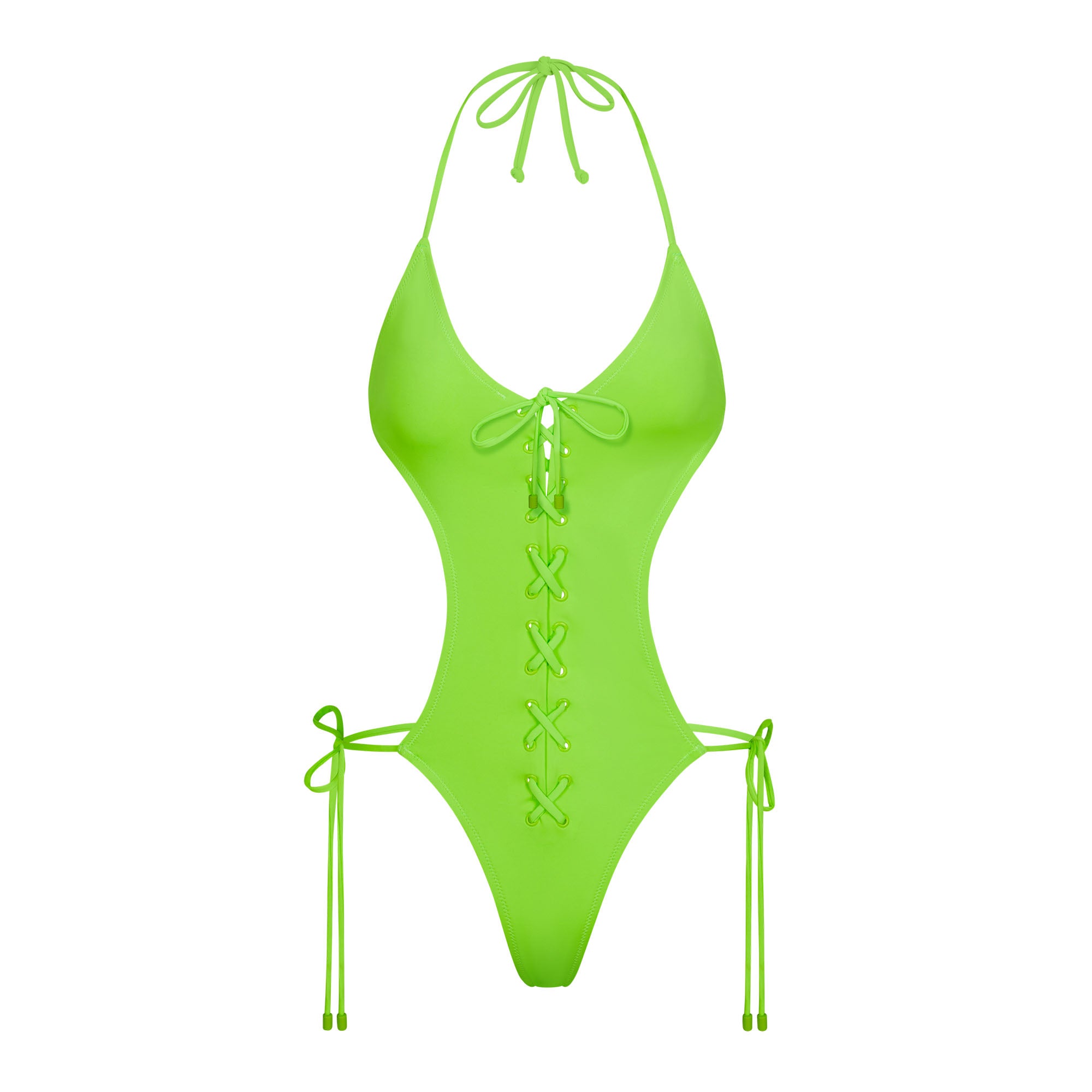 Swim Lace Up Monokini Neon Green Skims