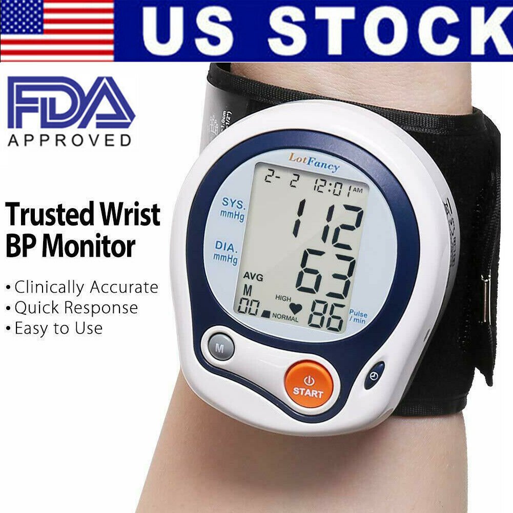 Wrist High Blood Pressure Monitor Bp Cuff Gauge Heart Rate Automatic M