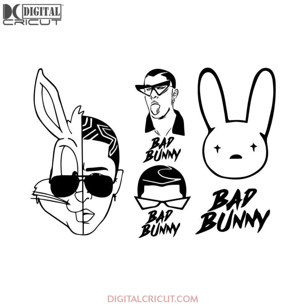 Bad Bunny Svg Bad Bunny Silhouette Cut Files Bad Bunny Monogram Bad