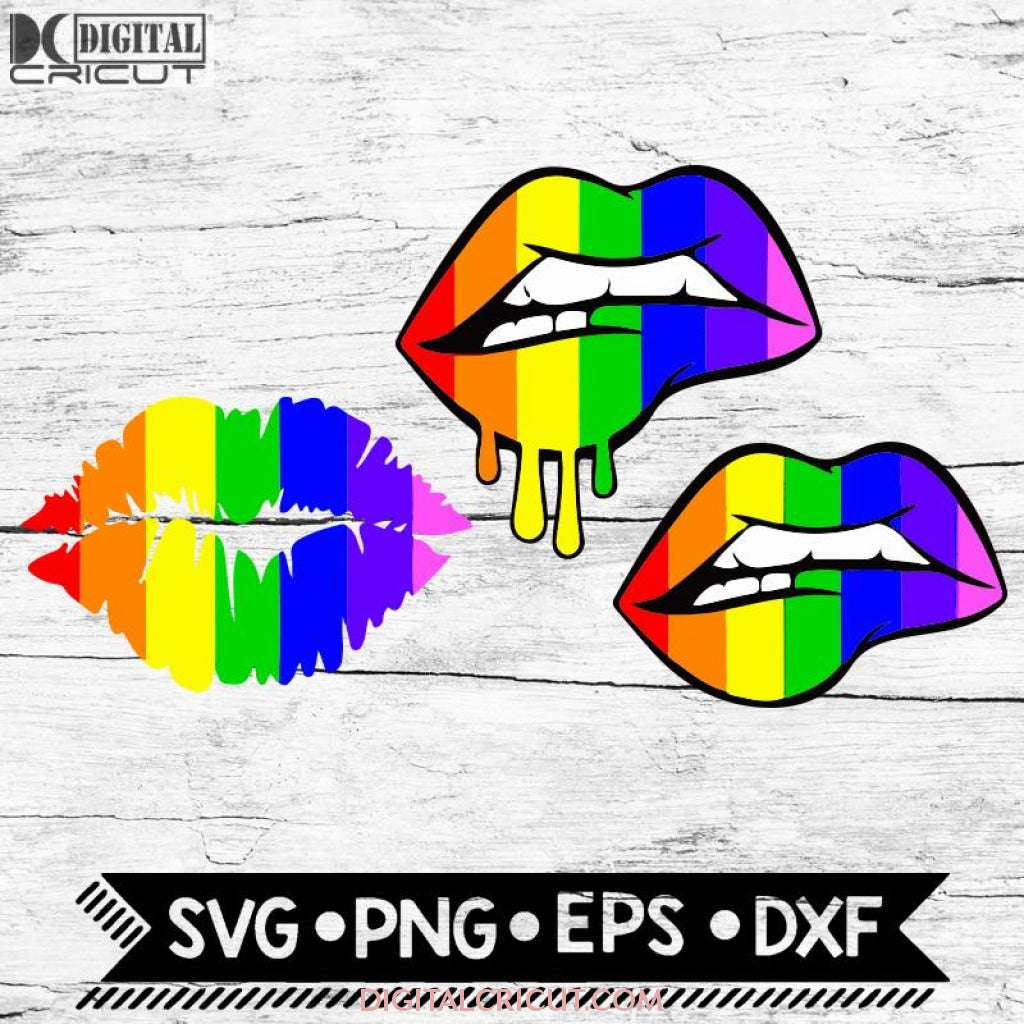 Lgbt Pride Lips Svg Lgbt Lips Set Of 3 Svg Dxf Eps Png Lgbt Lips