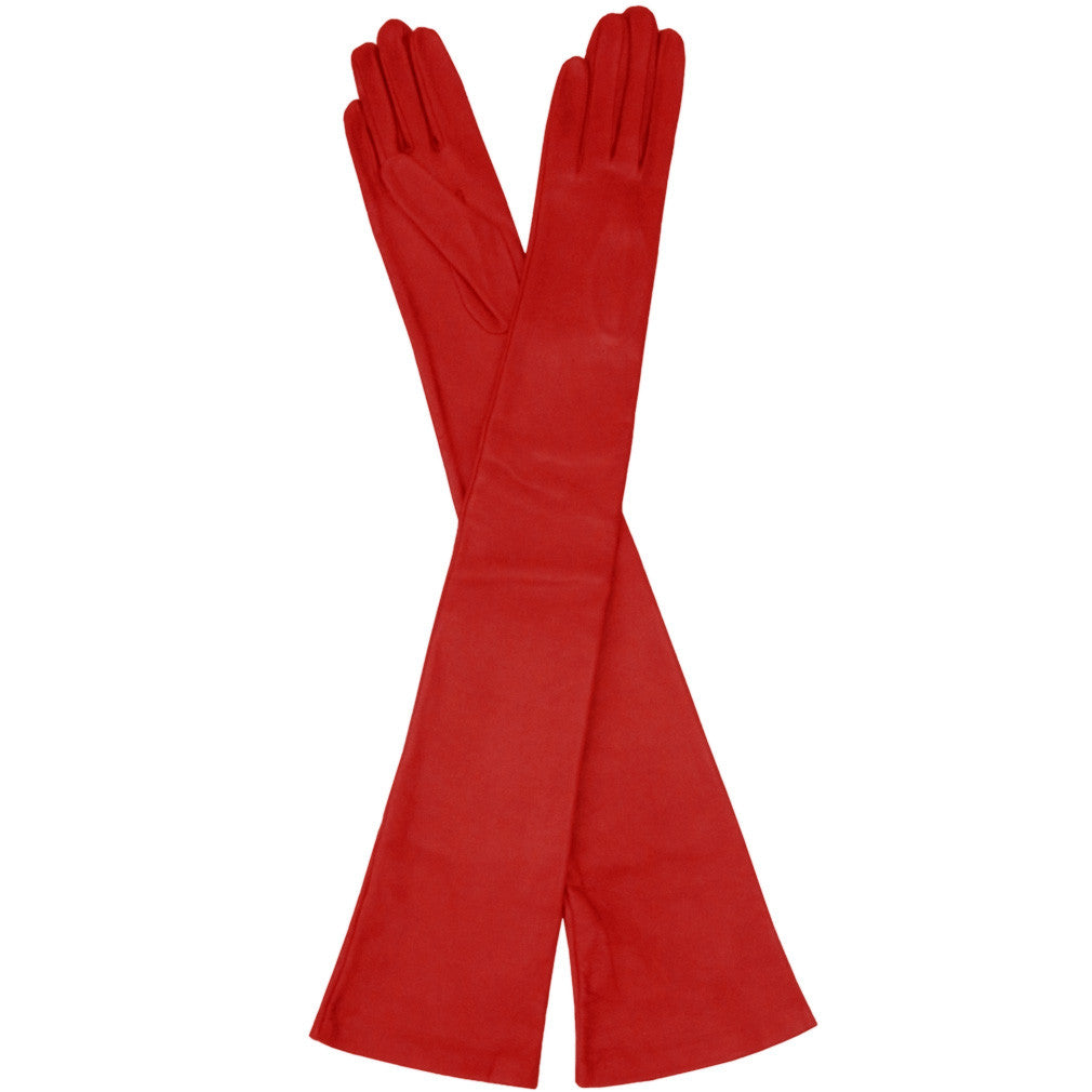 Italian Leather Opera Length Gloves Red Lined In Silk Solo Classe