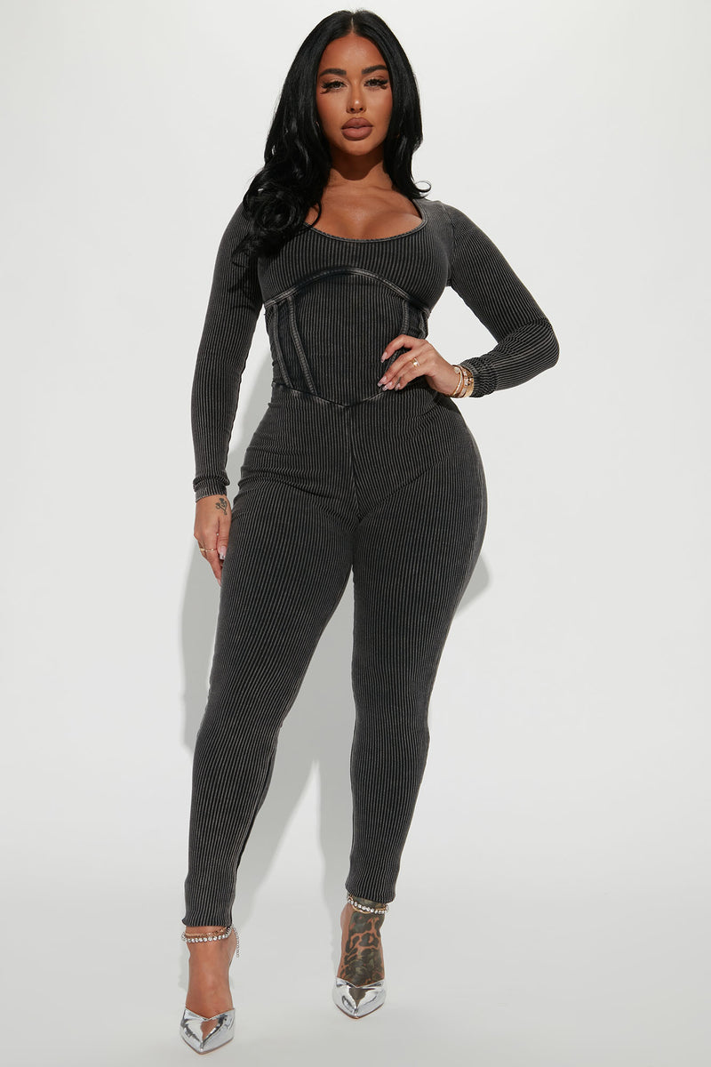 Aspen Ribbed Jumpsuit Black Fashion Nova Jumpsuits Fashion Nova