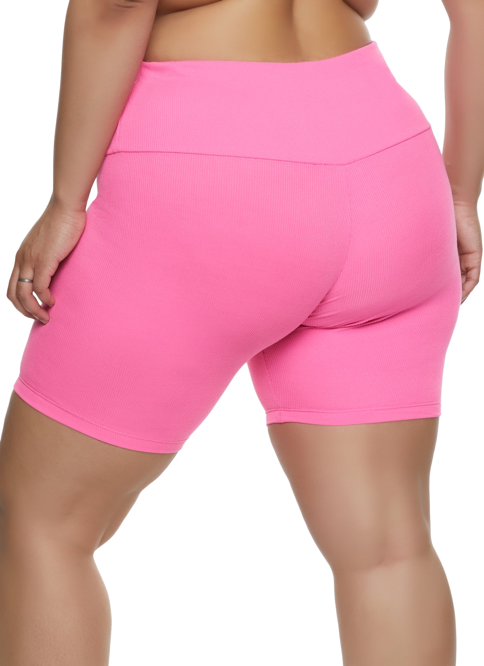 Plus Size Rib Knit High Waist Biker Shorts