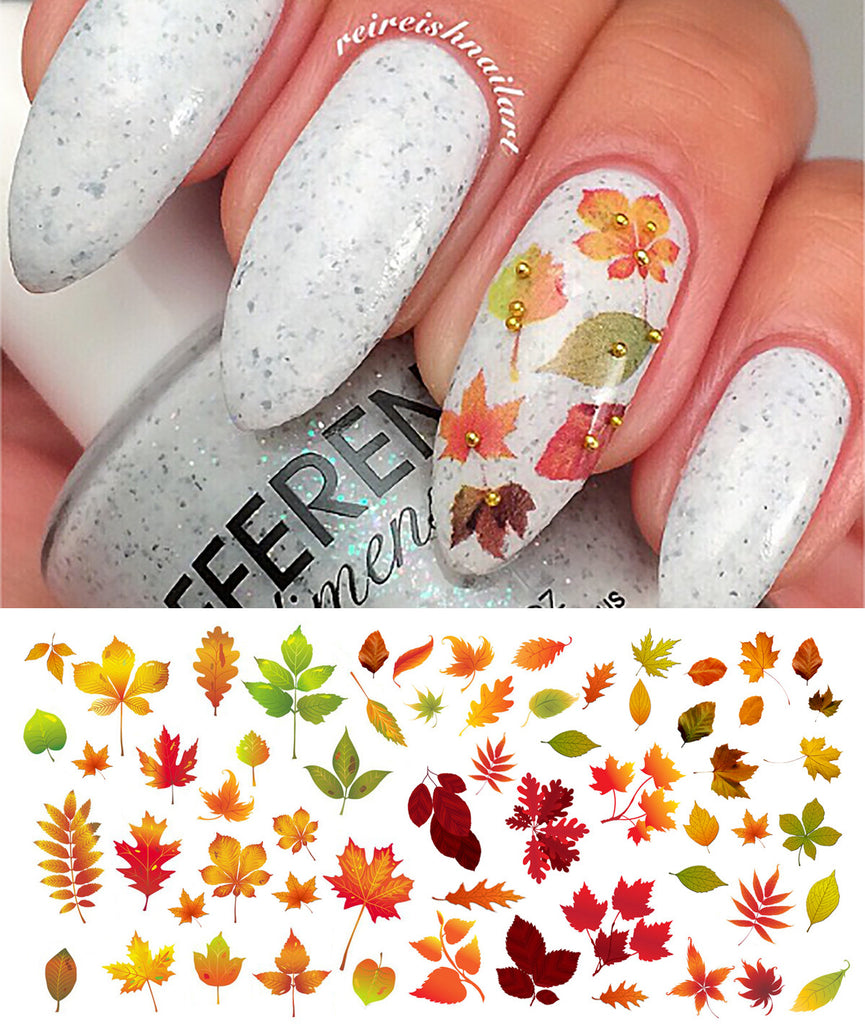 Autumn Fall Leaves Nail Decals Set 2 Moon Sugar Decals