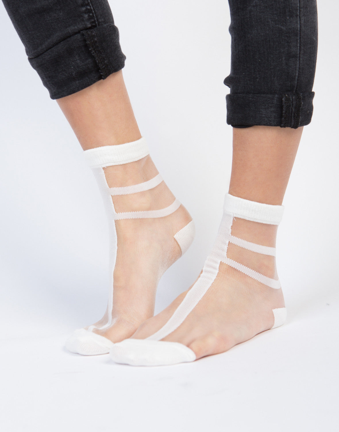 Sheer Striped Ankle Socks 2020ave