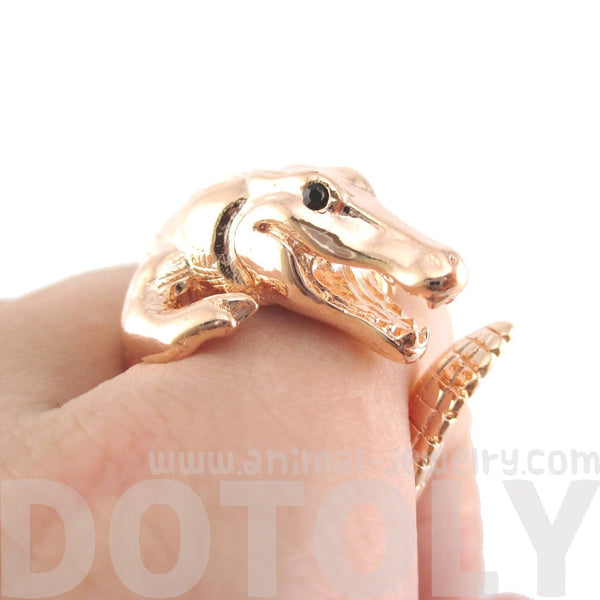 Crocodile Alligator Dragon Animal Ring In Shiny Copper