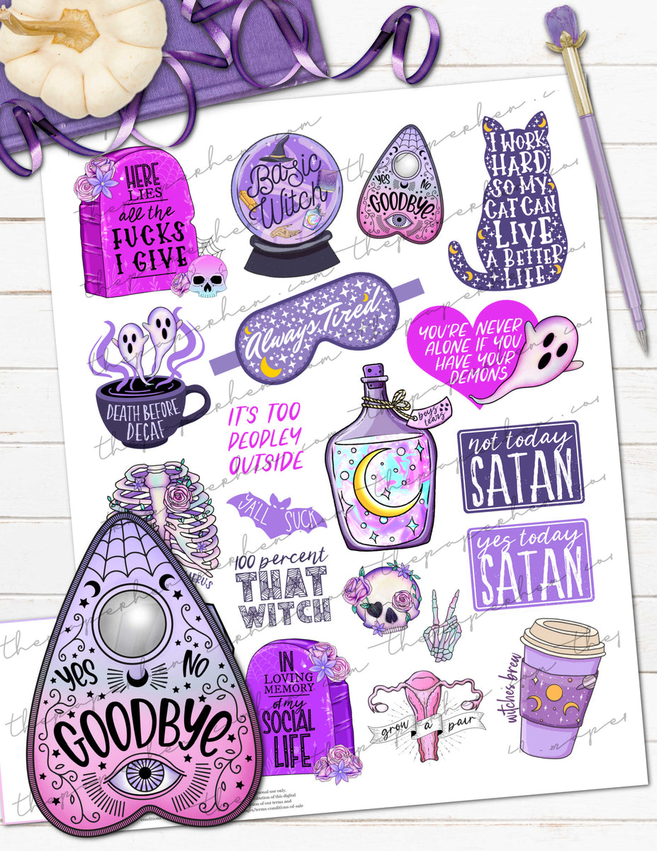 Sarcastic And Sassy Printable Planner Stickers For Halloween The Paper Hen