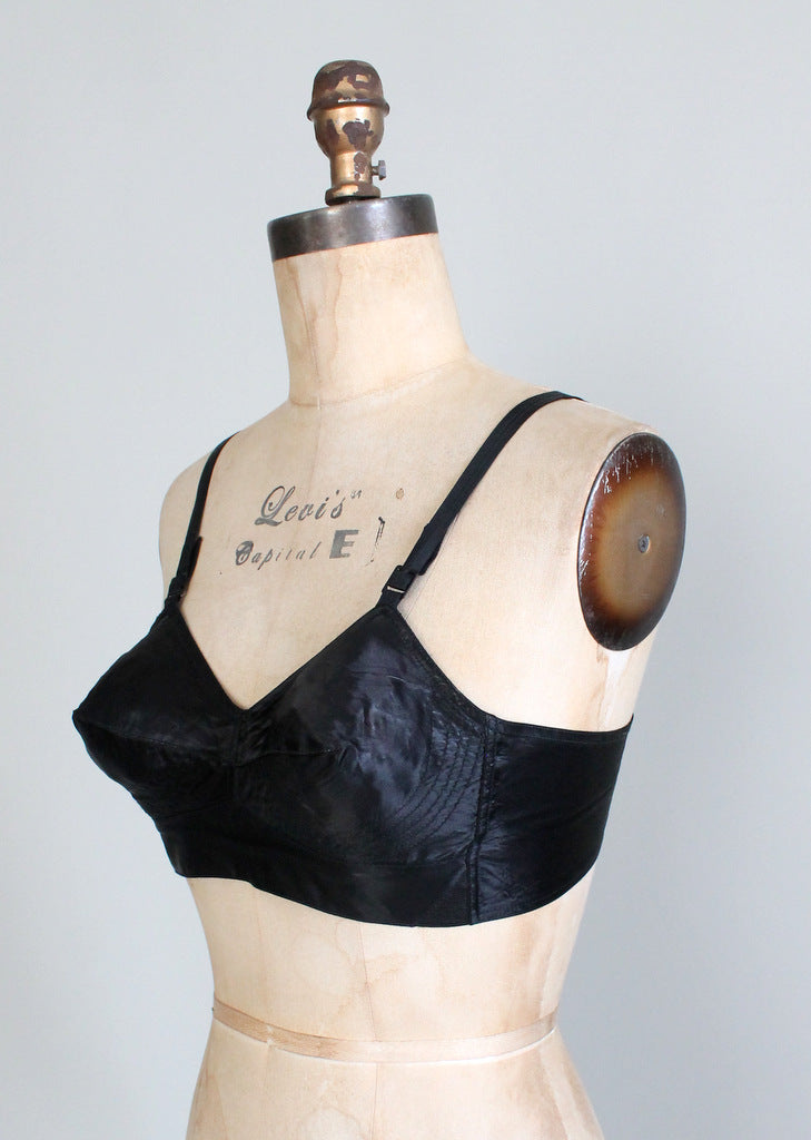 Vintage 1940s Black Pin Up Bullet Bra Raleigh Vintage