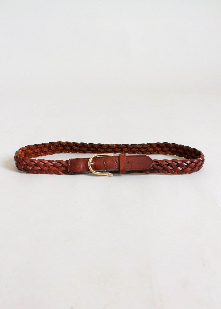 Vintage Brown Leather Braided Belt Raleigh Vintage