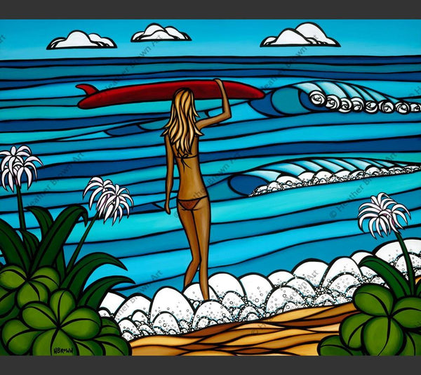 Surf Stroll Products Heather Brown Art Tropical Hawaiian Surf Art