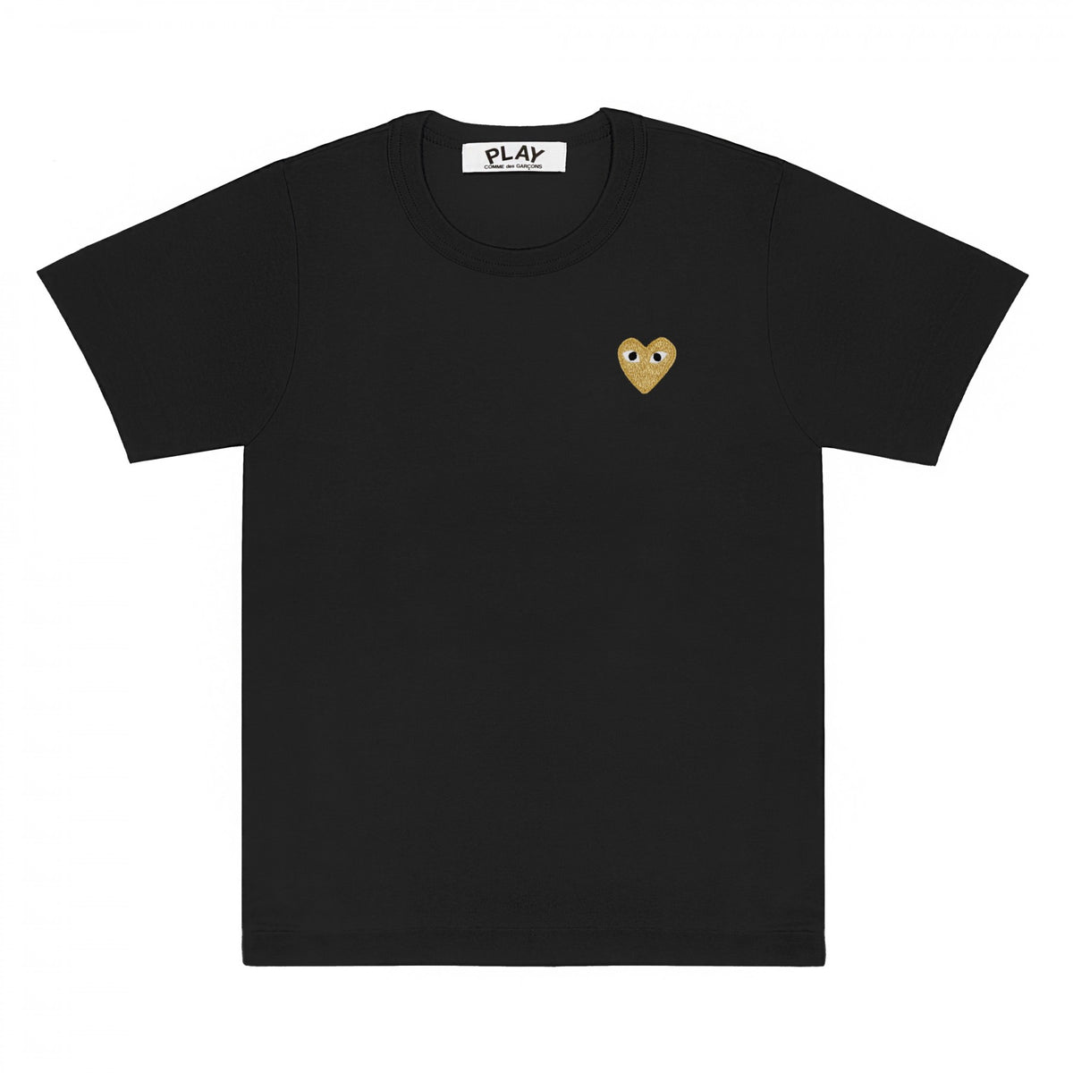 Play Comme Des Garçons T Shirt Black Gold Heart Emblem Comme Des