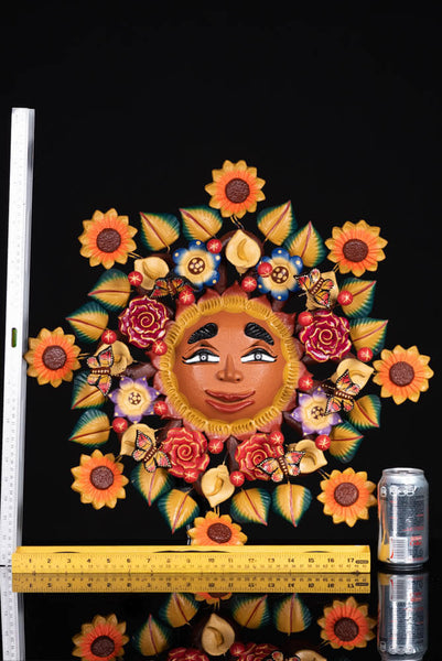 Mexican Clay Sun Face Happy 2 Ft Wall Hanging Mexican Folk Art