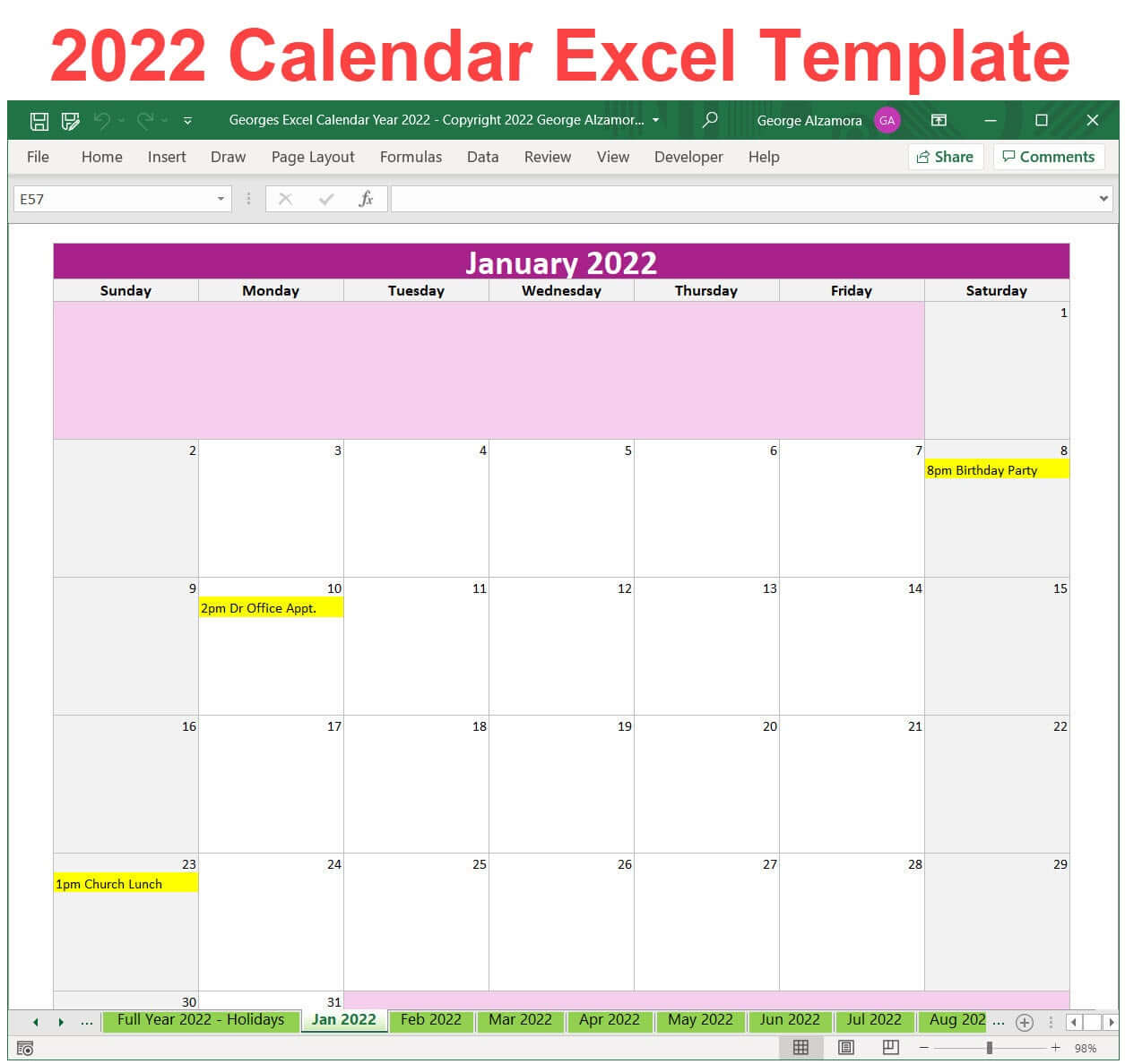Excel Calender Template