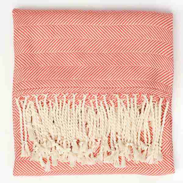 Herringbone Cotton Throw Peach