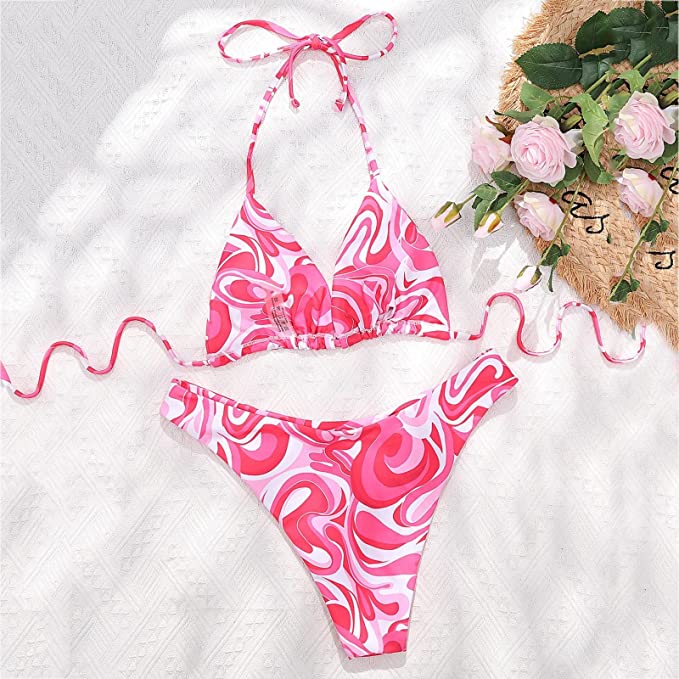 Halter Triangle Tie Side Bikini Set Two Pieces Beauty Bar