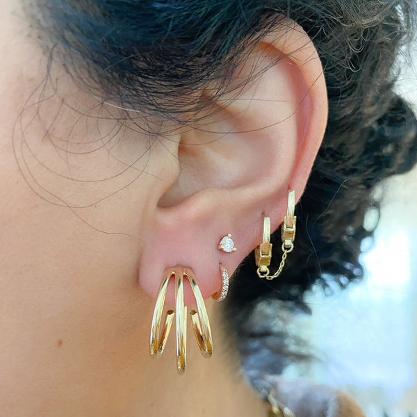 14k Gold Triple Xl Hoop Stud Earrings Nana Bijou