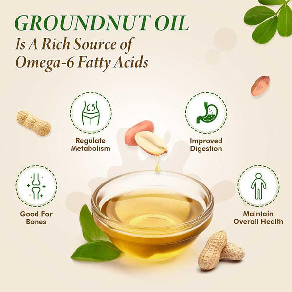 Wood Cold Pressed Groundnut Peanut Oil 500ml 1ltr Organic Gyaan