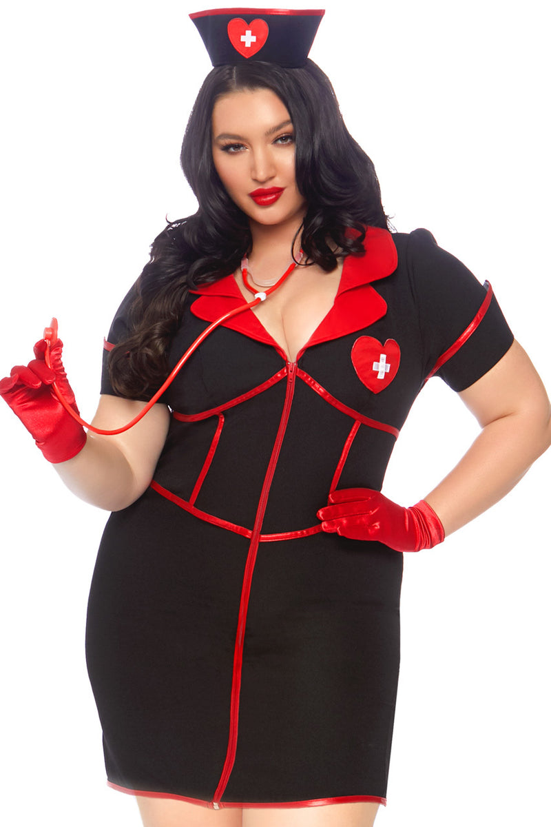 Plus Size Bedside Babe Costume Plus Size Nurse Costume Plus Red And