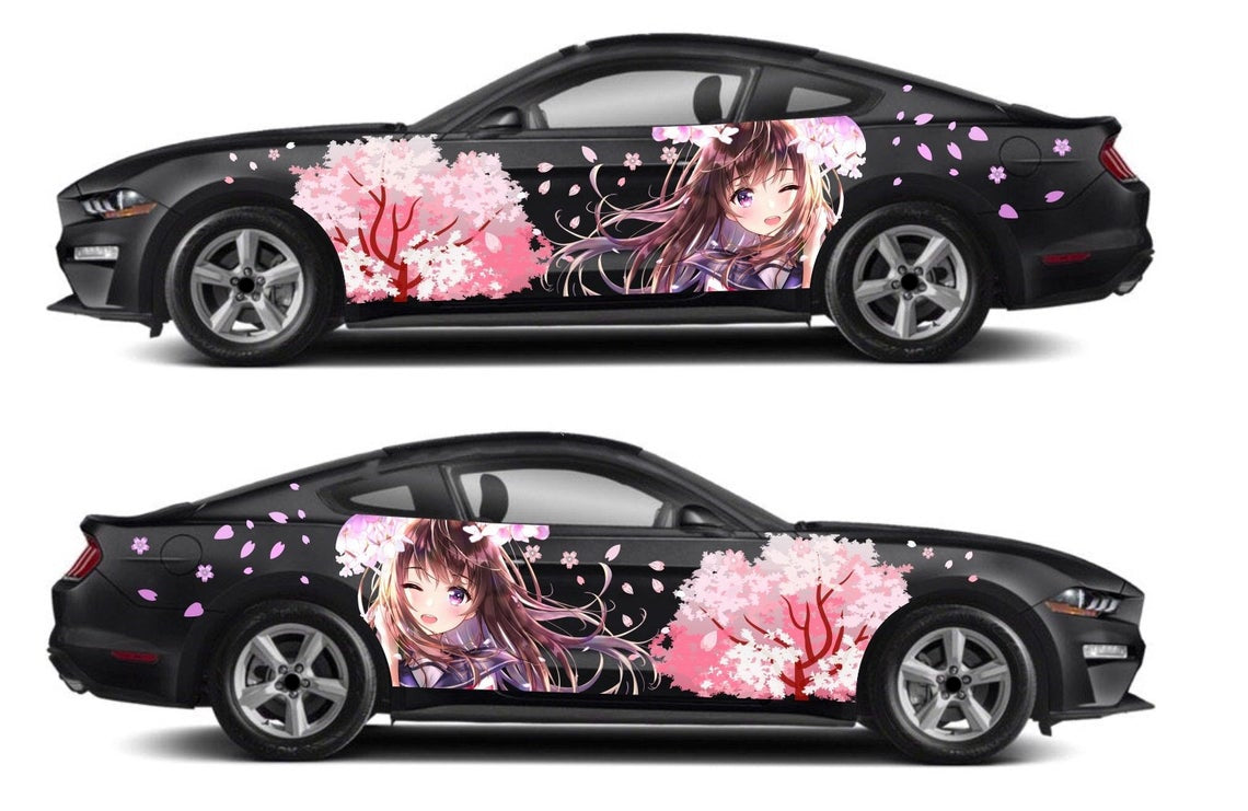 Anime Itasha Japanese Girl Car Wrap Door Side Stickers Decal Fit With