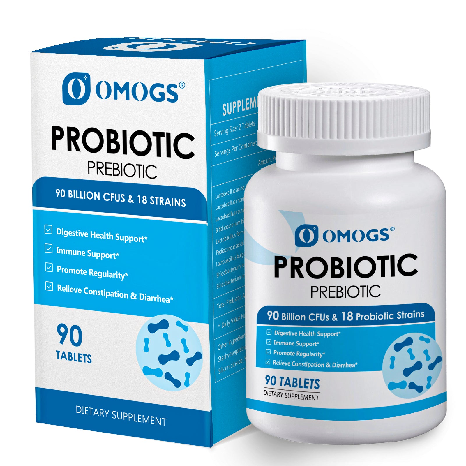 Omogs Probiotics 90 Billion Cfus 18 Strainswith 3 Organic Prebiotic