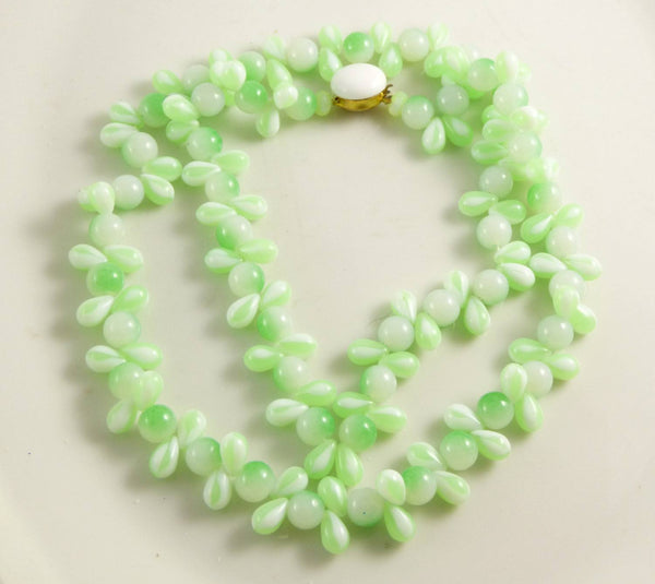 Czech Glass Vaseline Uranium Glass Bead Necklace Vintage Lane Jewelry