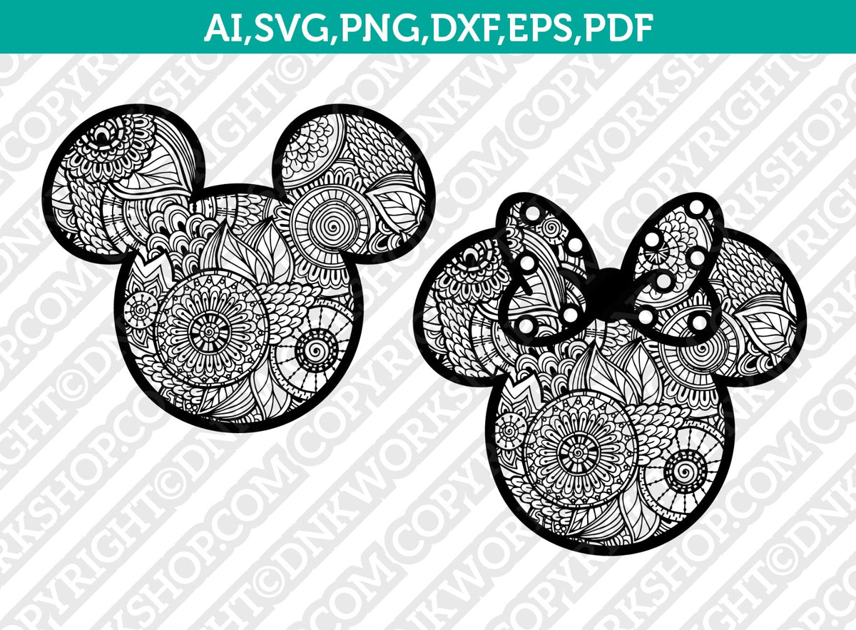 Mickey Minnie Mouse Mandala Zentangle Svg Laser Cut File Cnc Plasma