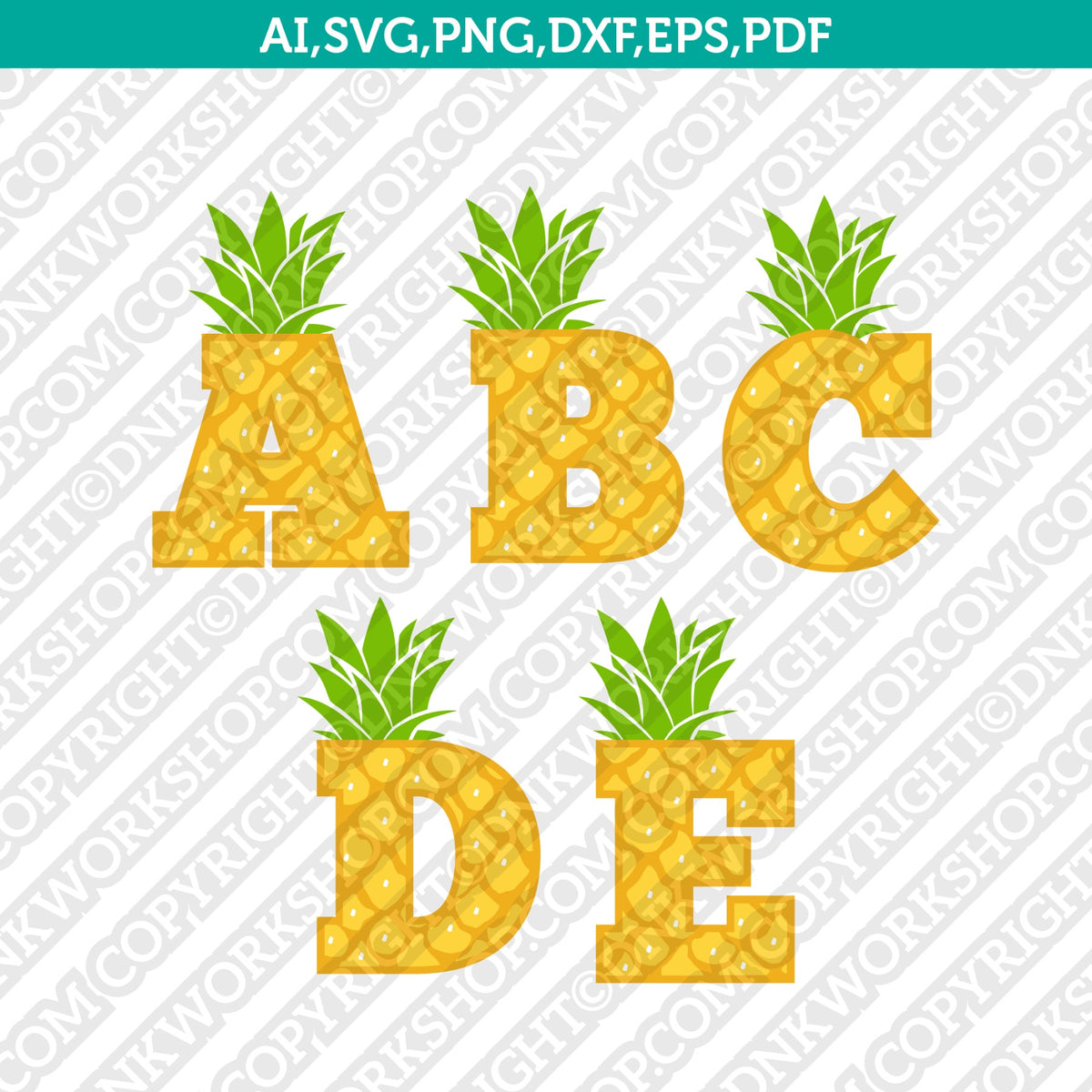 Pineapple Pattern Letter Font Alphabet Svg Vector Cricut Cut File